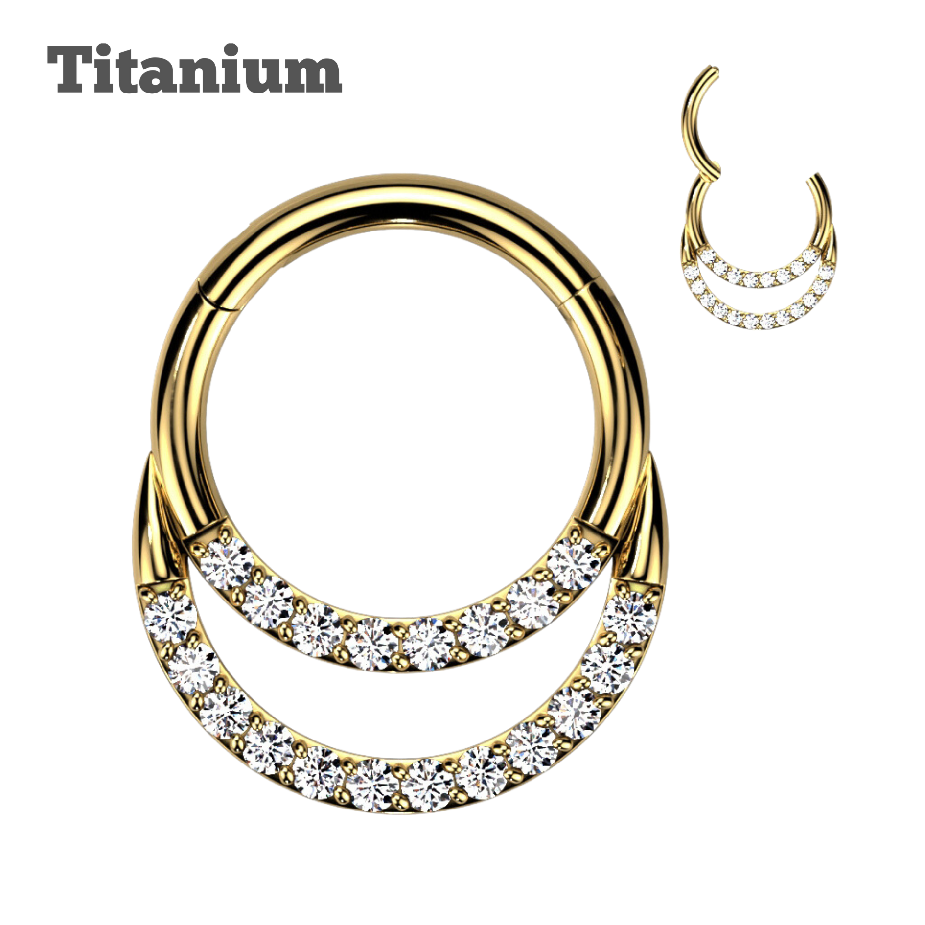 Double Pavé Titanium Hoop Ring
